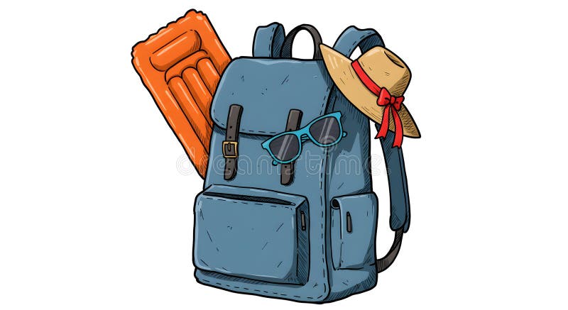 Summer Vacation Backpack stock illustration. Illustration of getaway ...