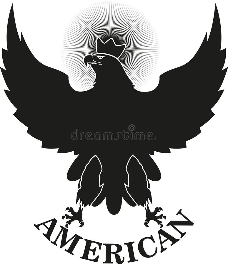 Black Eagle with a Crown and Text Stock Vector - Illustration of white ...