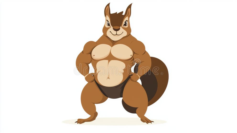 Mighty Muscle Squirrel stock illustration. Illustration of muscular - 372910116