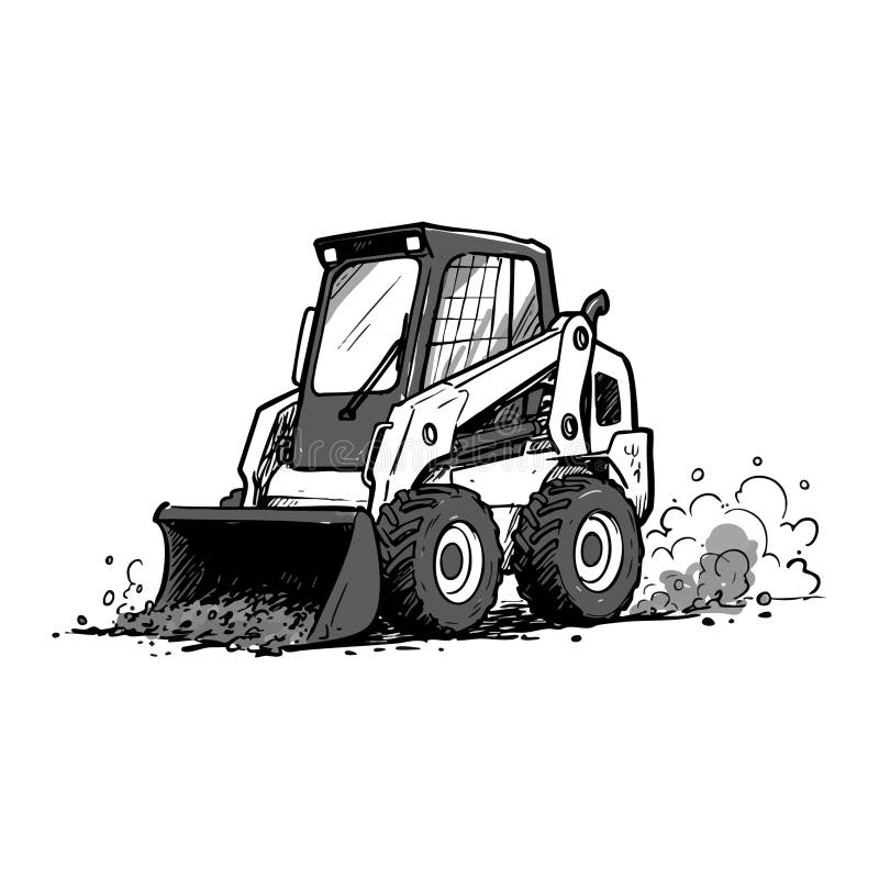 Compact Skid Steer Loader Construction Machinery Digging Dirt Vector ...