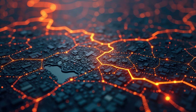 Illustration Shows Complex Network Paths among Many Connected Points ...