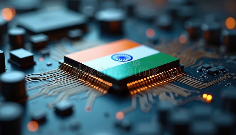 Illustration Shows Computer Chip with India Flag Design, India Tech ...