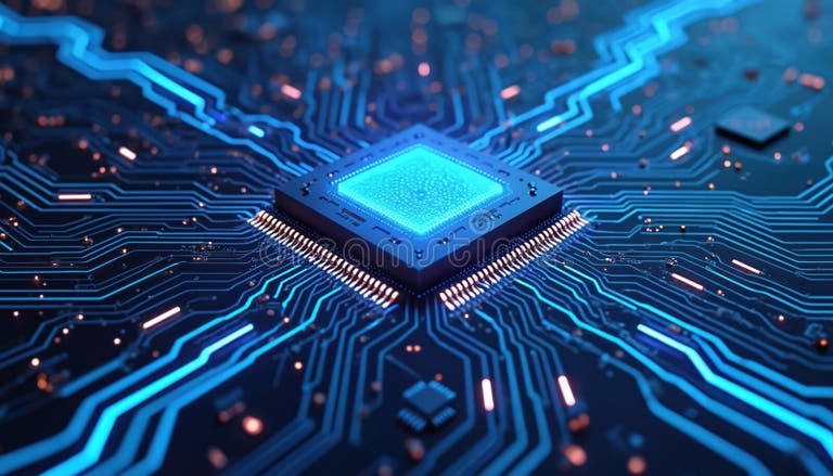 Illustration Shows Computer Motherboard with Chip, Processor ...