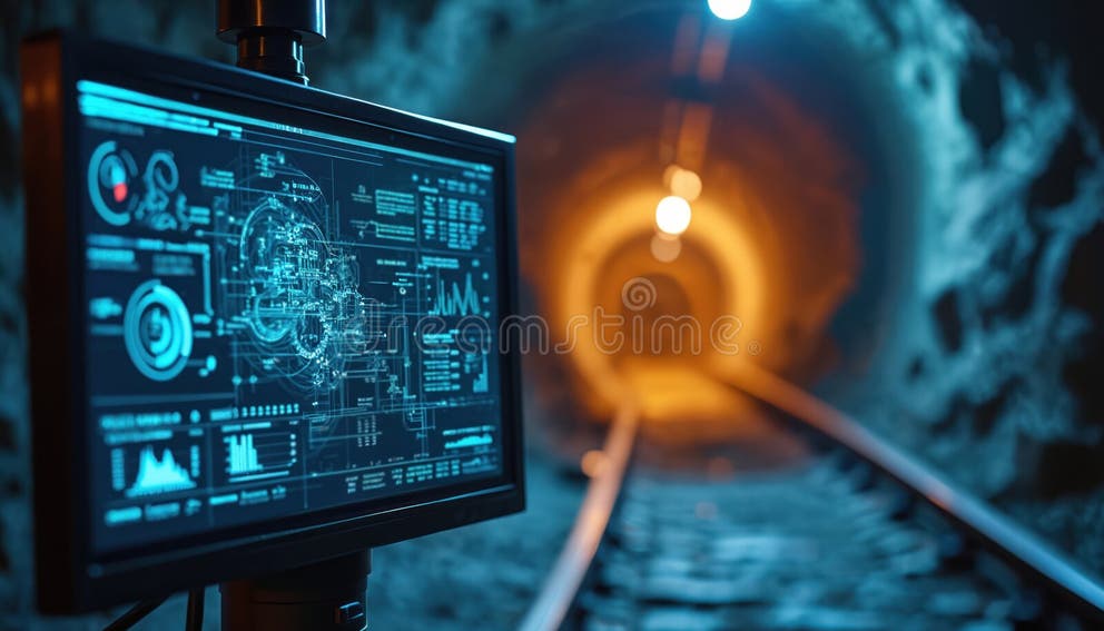 Illustration Shows Computer Screen Displaying Complex Data for Mine ...