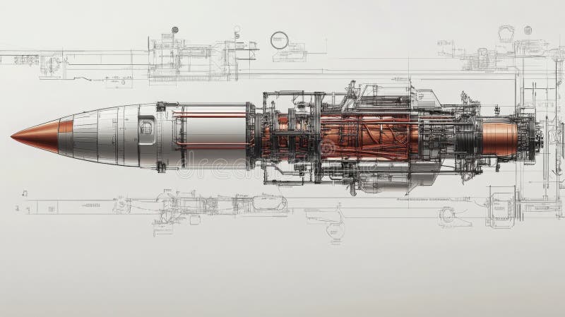Detailed Cross-section of a Missile Showcasing Internal Components and ...