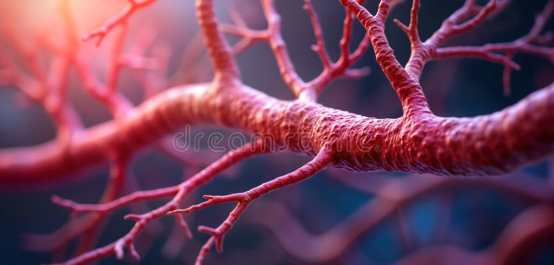 Illustration Shows Detailed View of Blood Vessel Network. Branching ...