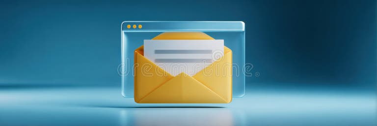3D Browser Window Displaying a Fake Email Resembling a Payment ...