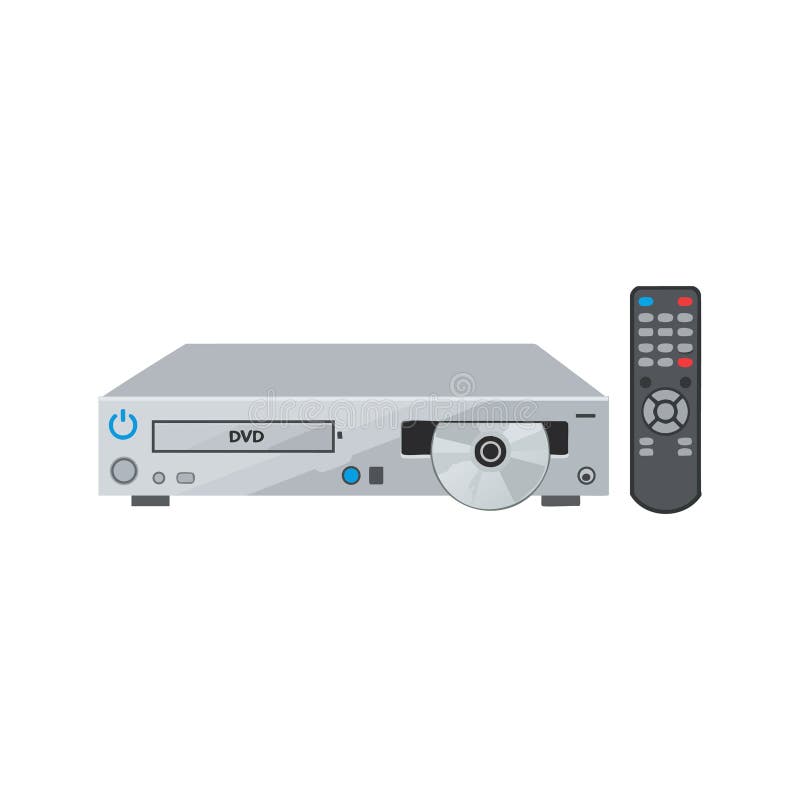 DVD Player with Disc and Remote Control Modern Electronic Device Vector ...