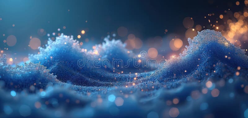 Illustration Shows Dynamic Intertwining Liquid Wave in Blue Tones ...