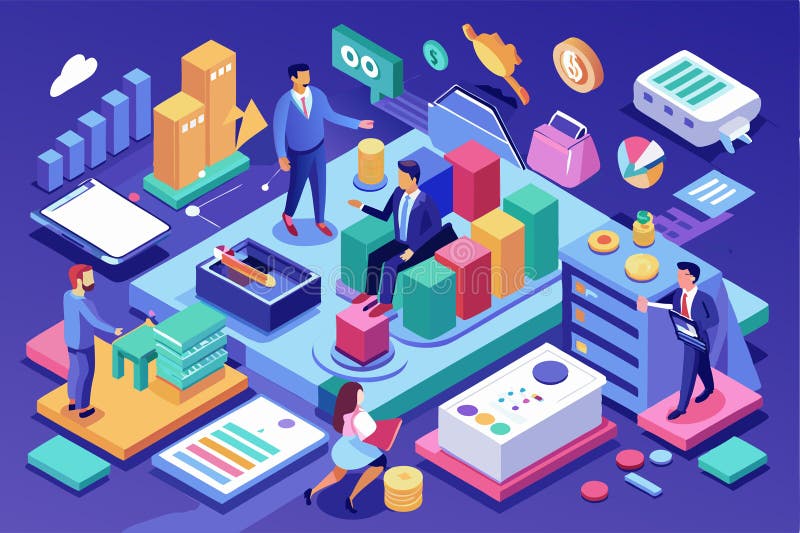 This Illustration Shows Finance Professionals Collaborating and ...