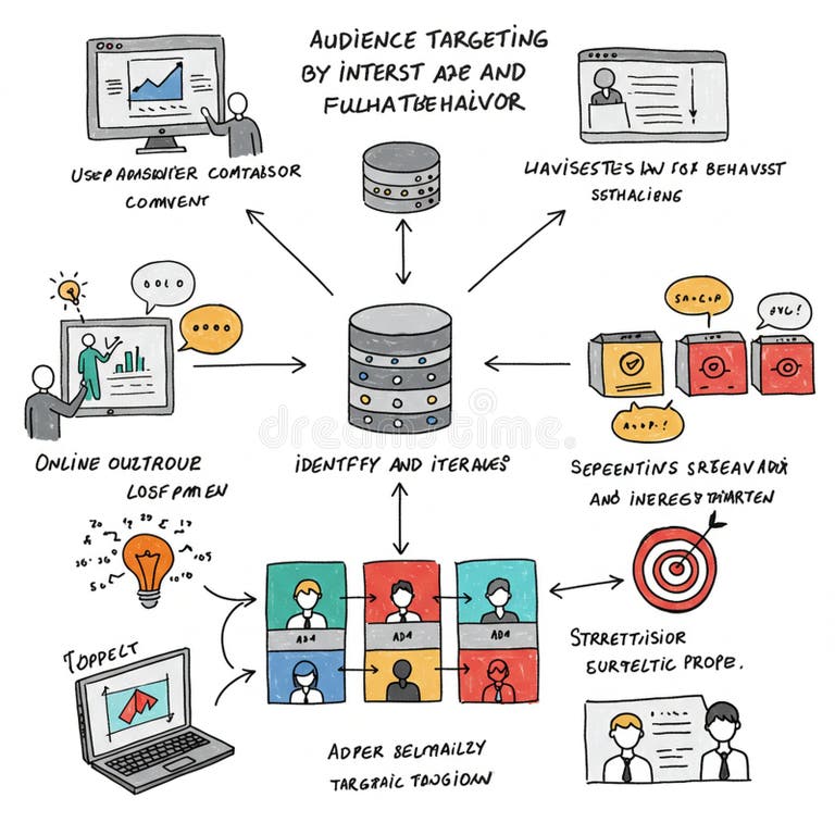 Illustration Shows a Flowchart for Audience Targeting. Central Database ...