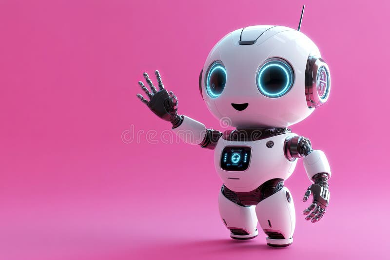 This Illustration Shows a Friendly 3D Robot Character Waving at the ...