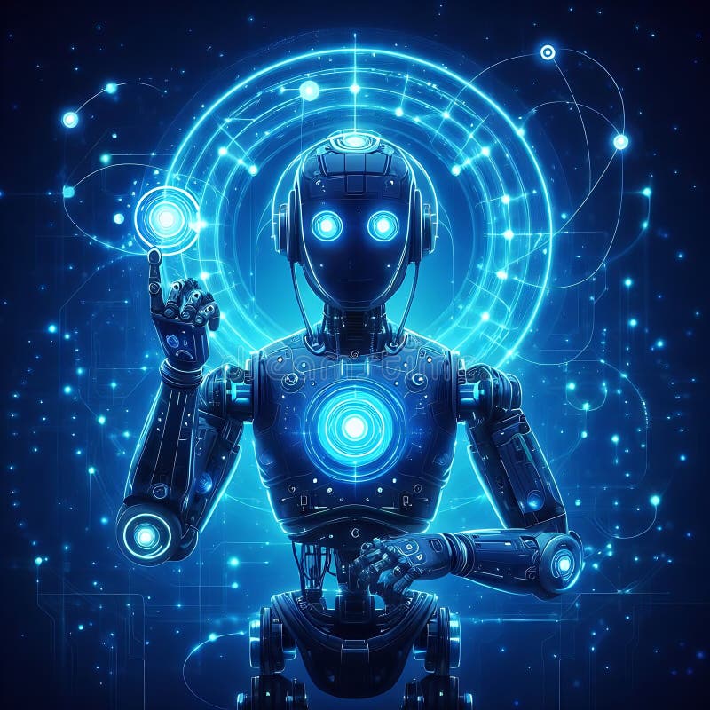 Blue Aura: the Secret of the Robot’s Power Stock Illustration ...