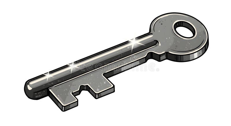 Shiny Silver Key stock illustration. Illustration of code - 370086848