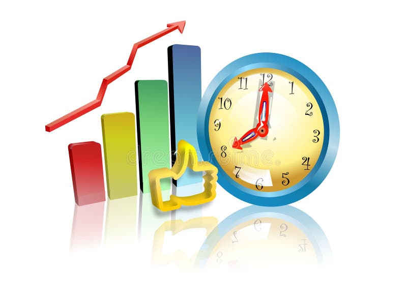 Graph beside Clock with Approval Icon Time and Growth Concept Stock ...