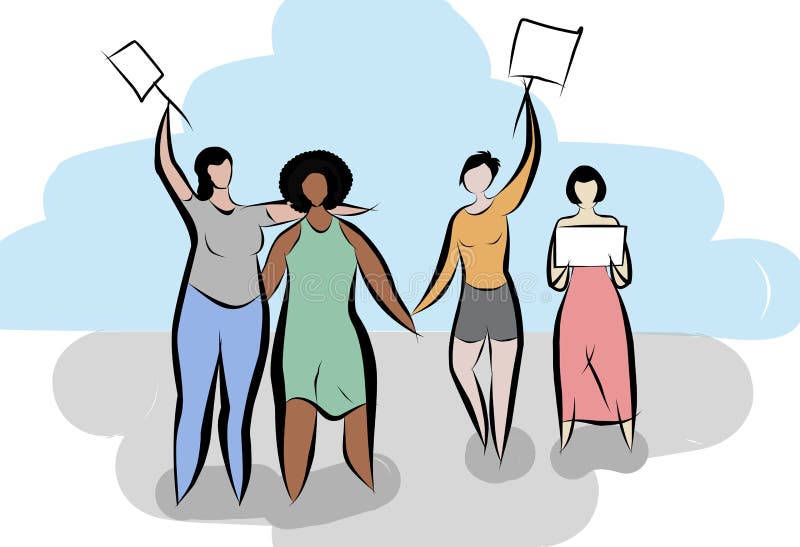 Women Protest . Green Background Stock Illustration - Illustration of ...