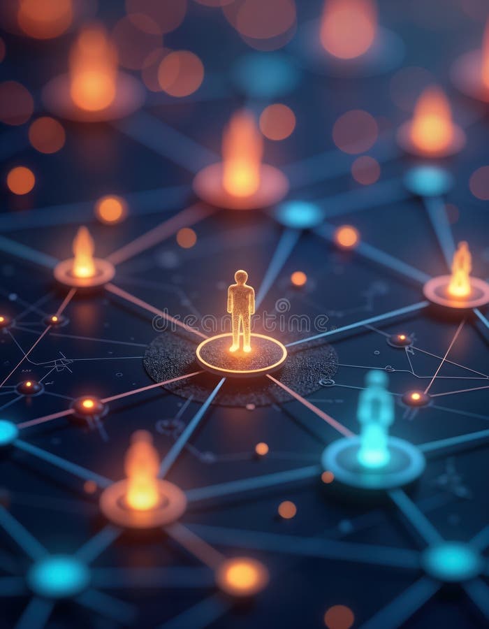 Illustration Shows Interconnected Nodes Representing Business Network ...