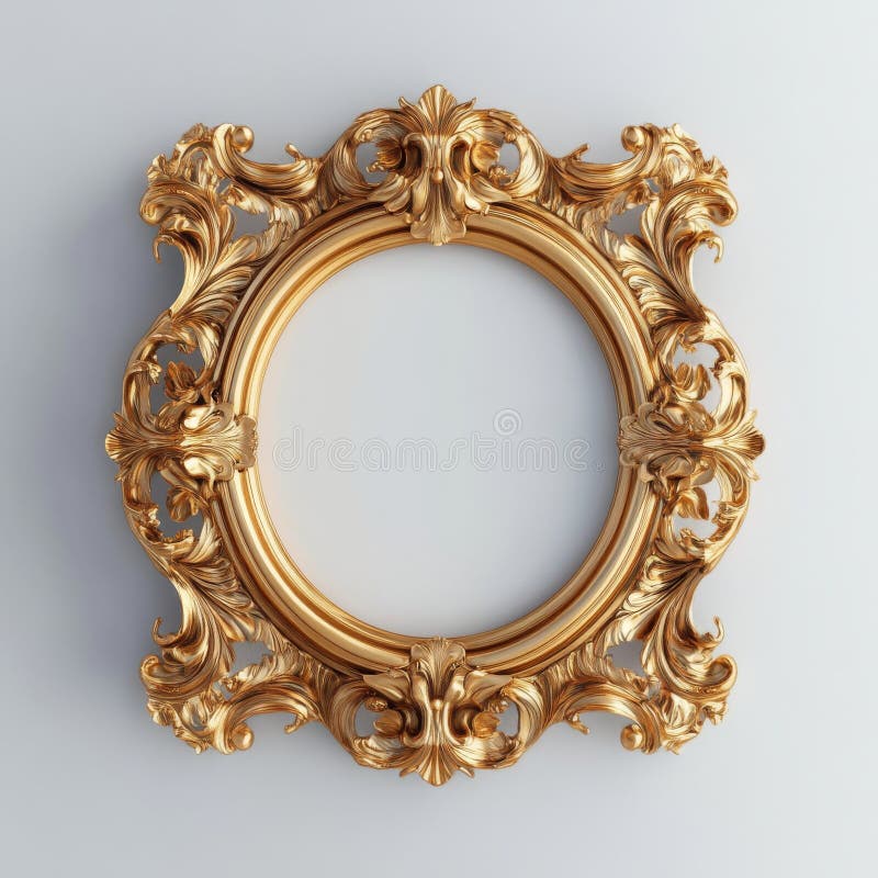 The Illustration Shows a Luxurious Gold-colored Frame Adorned with ...
