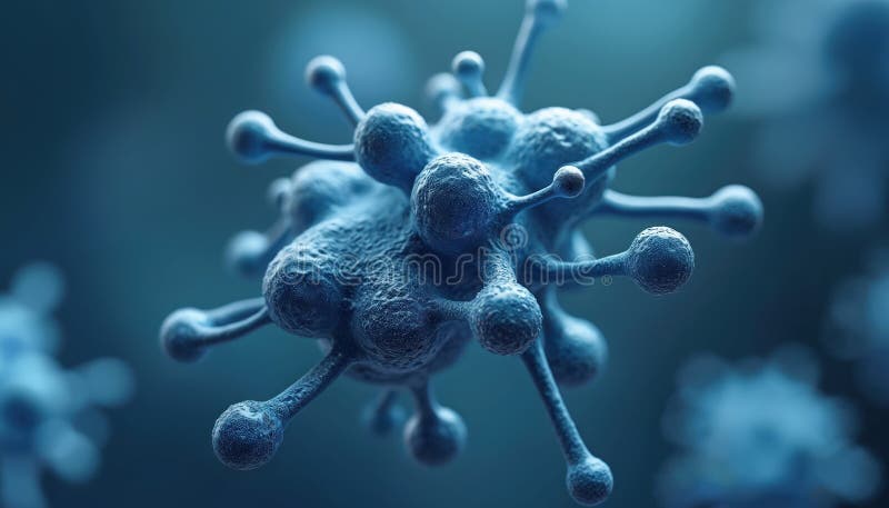 Illustration Shows Molecular Structure in Shades of Blue. Microscopic ...