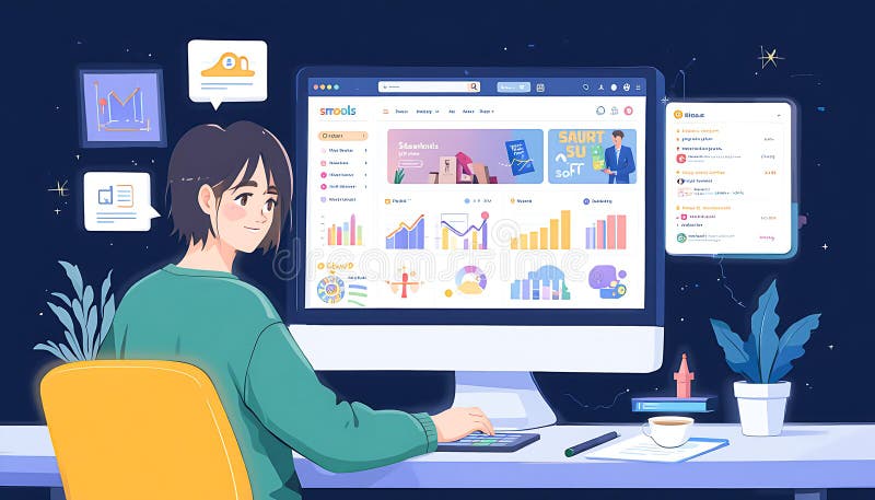 AI-Generated Business Dashboard Stock Illustration - Illustration of ...