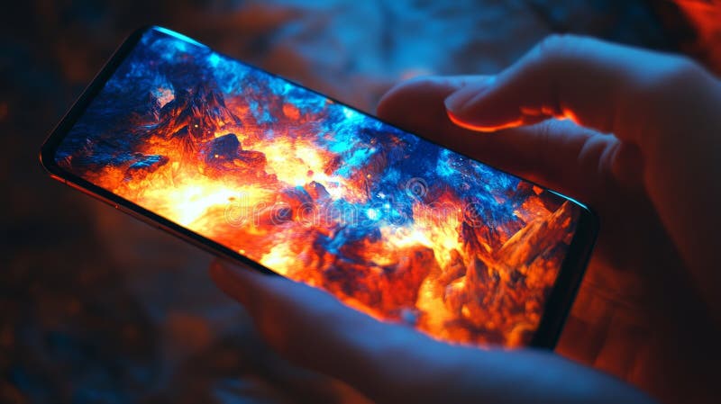 This Illustration Shows a Realistic Cell Phone with Bright Screen ...