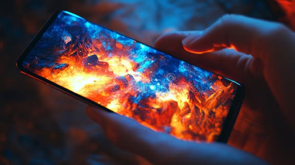 This Illustration Shows a Realistic Cell Phone with Bright Screen ...