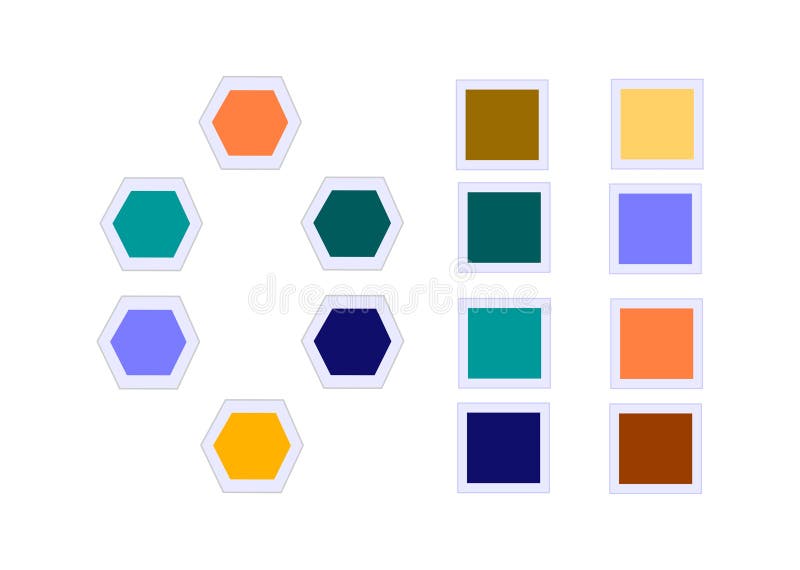 Set of Colored Hexagons and Squares, Graphic Elements, Digital Art ...
