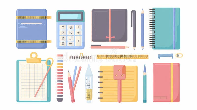 This Illustration Shows a Sketchbook, Note Book, Diary, Stationary ...