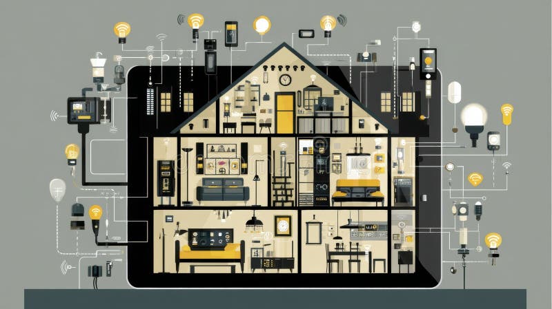 Smart Home Visualization stock illustration. Illustration of connected ...