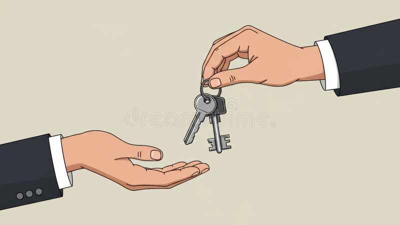 Handing Over Keys stock illustration. Illustration of cartoon - 370921561