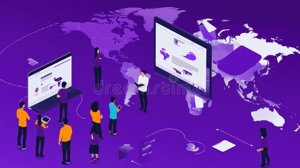 Global Data Collaboration stock illustration. Illustration of ...