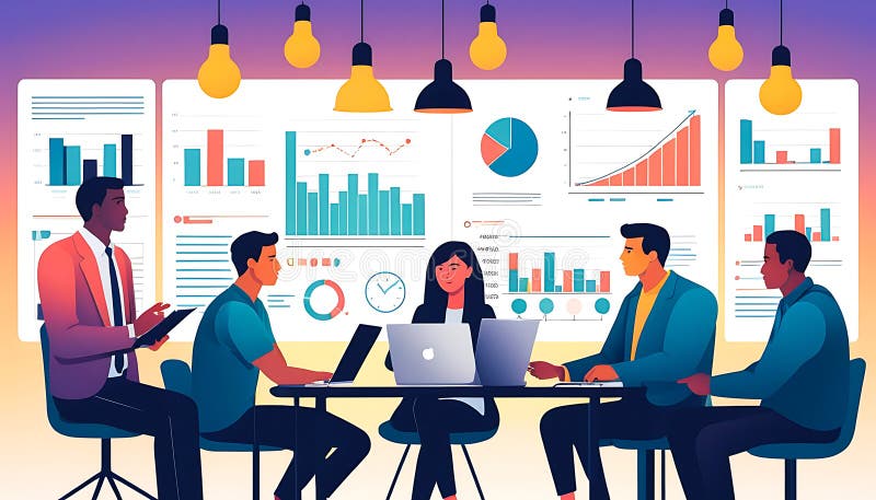 AI-Powered Business Analytics Meeting Stock Illustration - Illustration ...