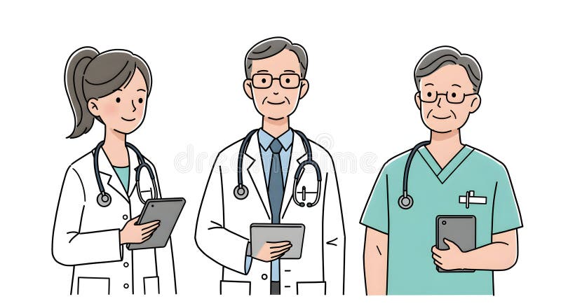 Medical Professionals with Tablets Stock Illustration - Illustration of ...
