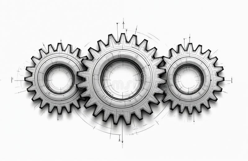 Illustration Shows Three Interconnected Gears in Intricate Detail ...