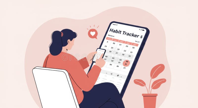 AI-Powered Habit Tracker App Stock Illustration - Illustration of setting, organization: 374058192