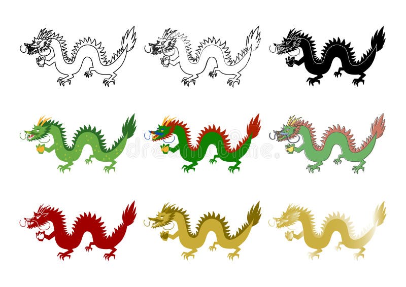 Illustration of Sideways Dragon. Various Types of Collection Sets Stock ...