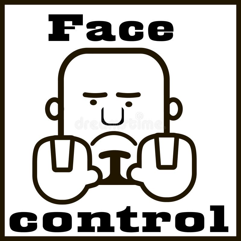 Signboard Face Control in Black and White Stock Illustration ...