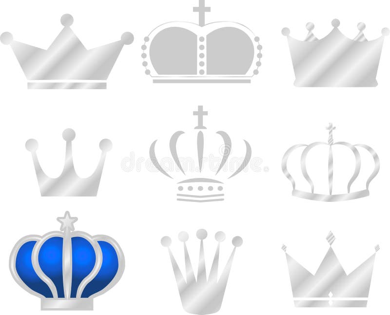 Illustration of Silver Crown Set Stock Vector - Illustration of royal ...