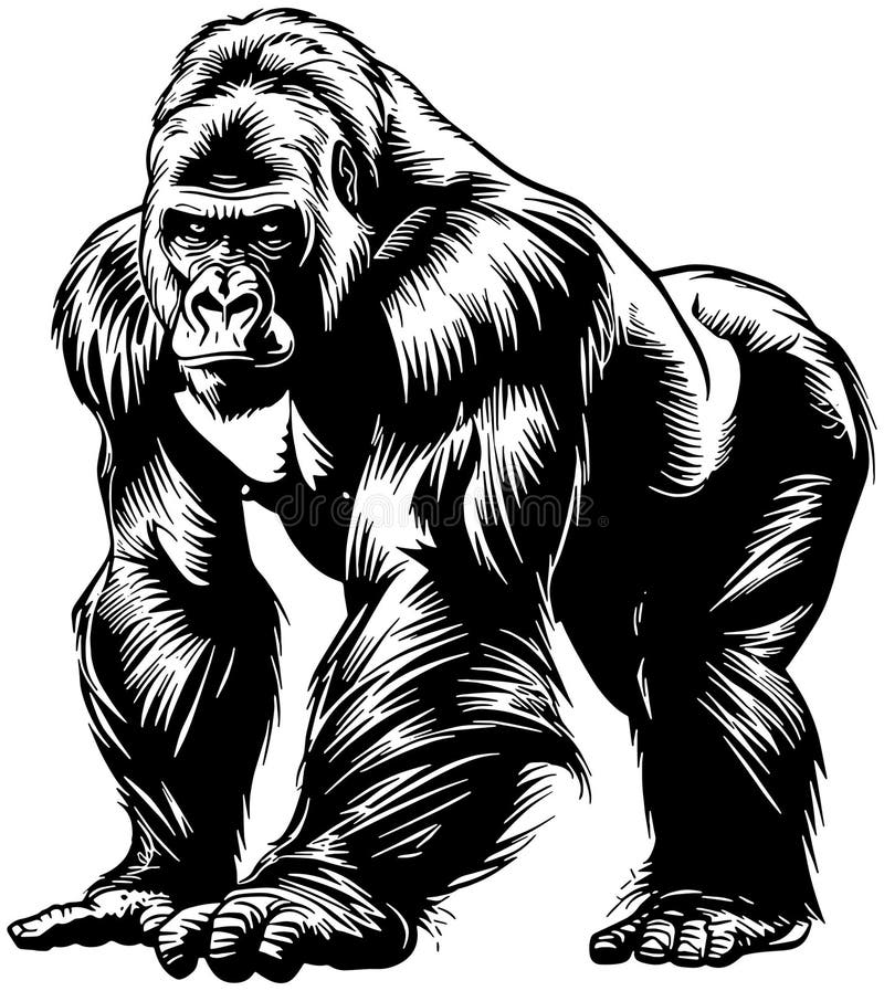 Illustration of a Silverback Gorilla Stock Vector - Illustration of ...