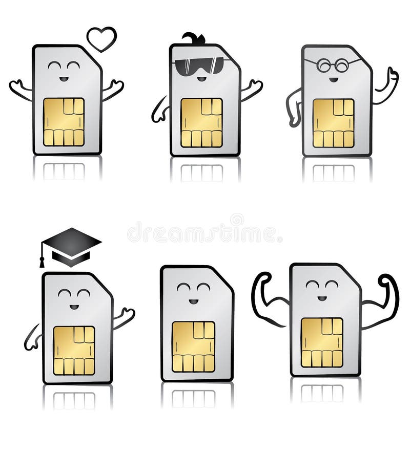 Illustration of a Sim Cards Set Stock Vector - Illustration of human ...