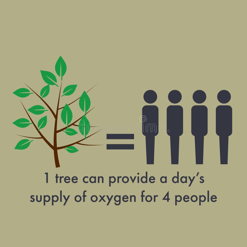 Illustration of Simpel Icon with Text 1 Tree Can Provide Stock ...