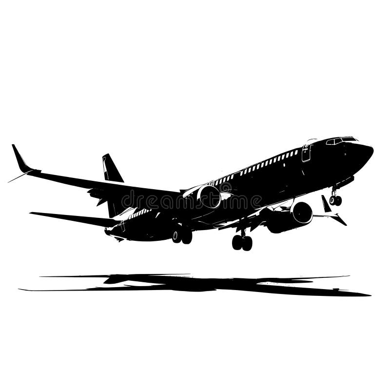 Featuring Simple Black Silhouette of an Airplane. Stock Vector ...