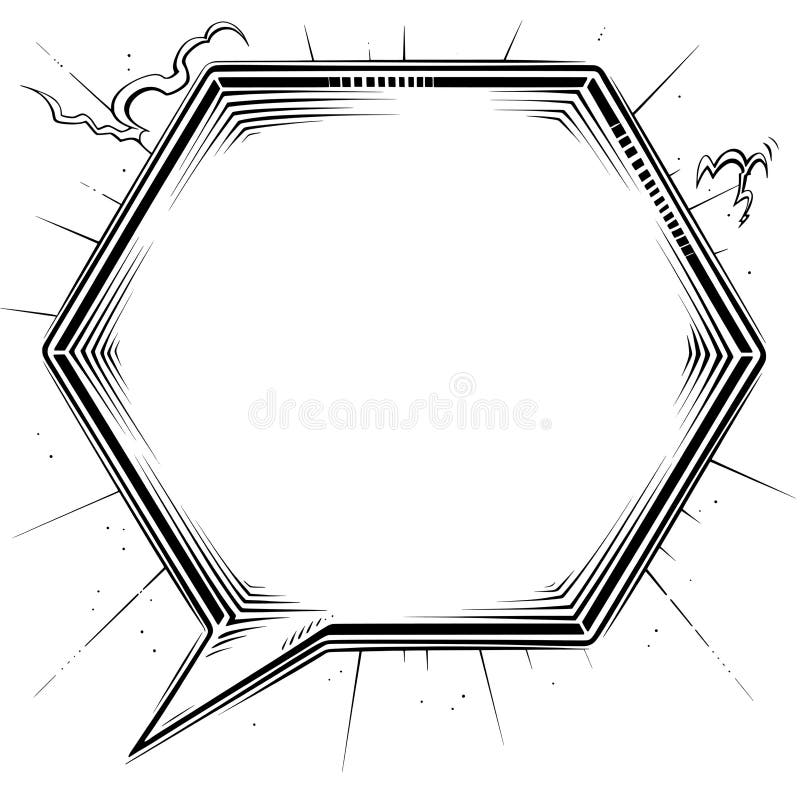 Simple Black and White Line Drawing of an Empty Speech Bubble on a ...