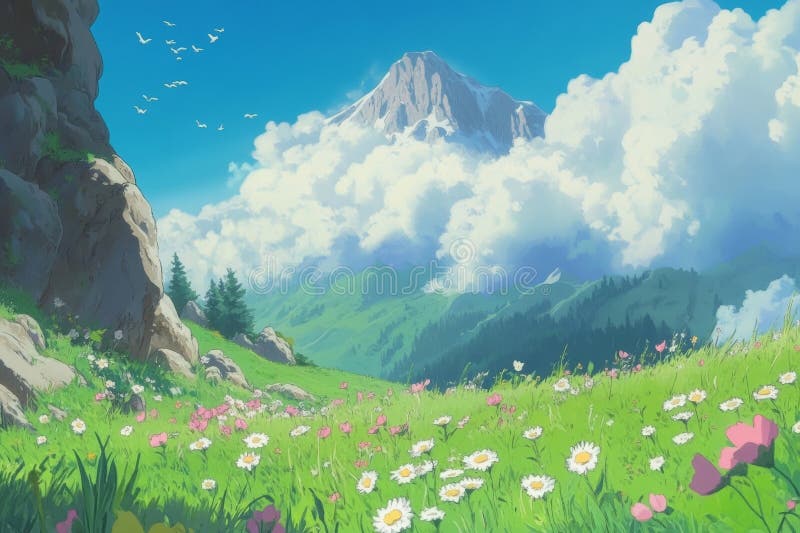An Illustration of a Simple and Clean Anime Landscape Made Possible by ...