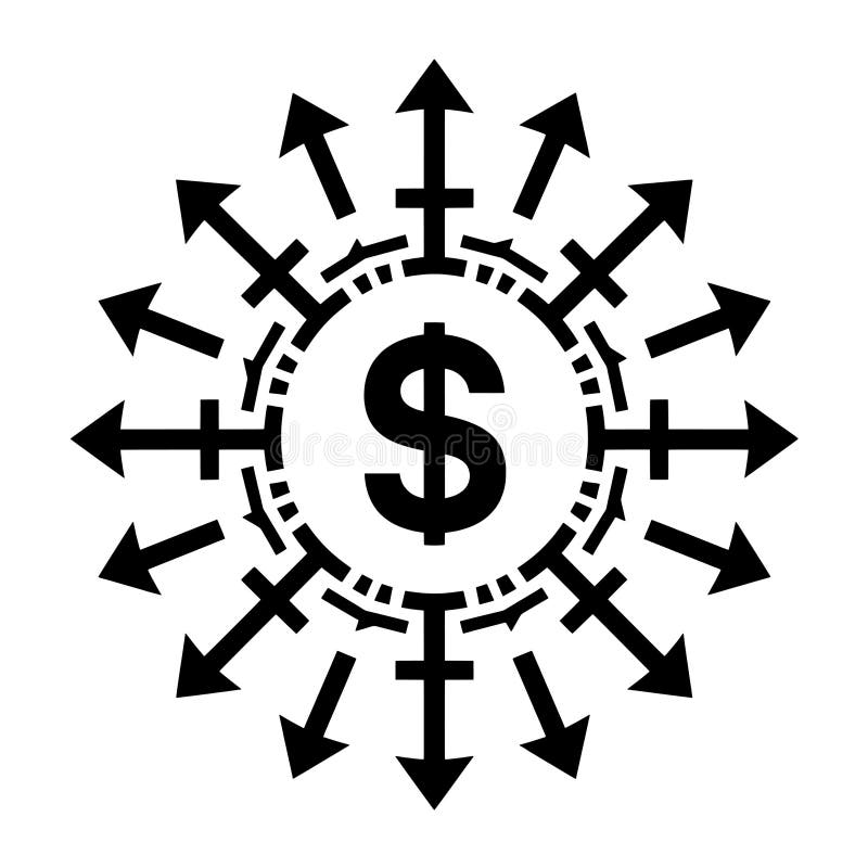 Showing Simple Icon, Black on White Background, Dollar Sign Surrounded ...