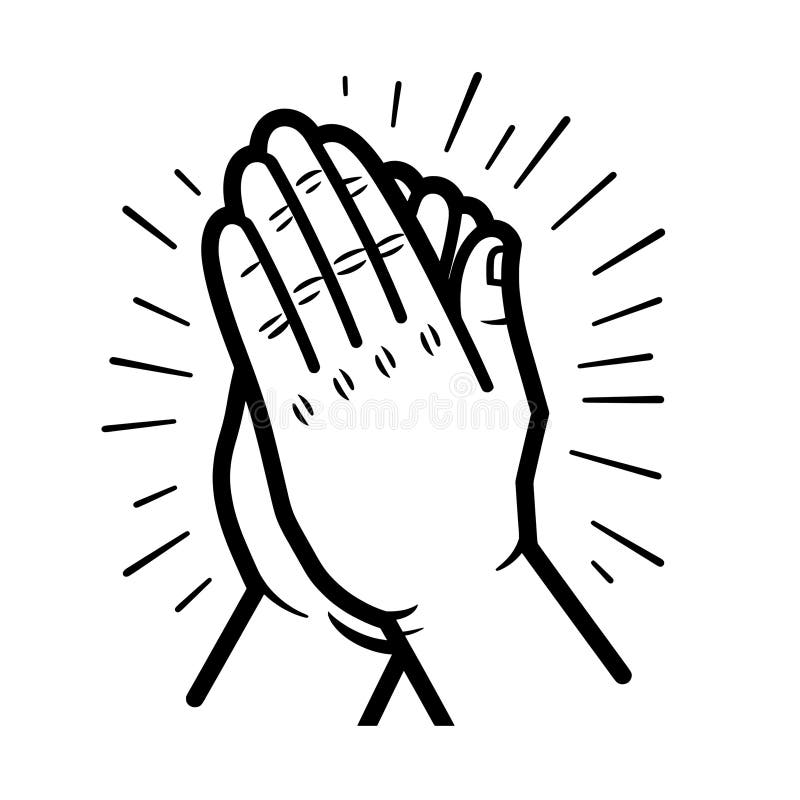 Simple Icon of Clapping Hands, Simple Line Art with Black Lines on ...