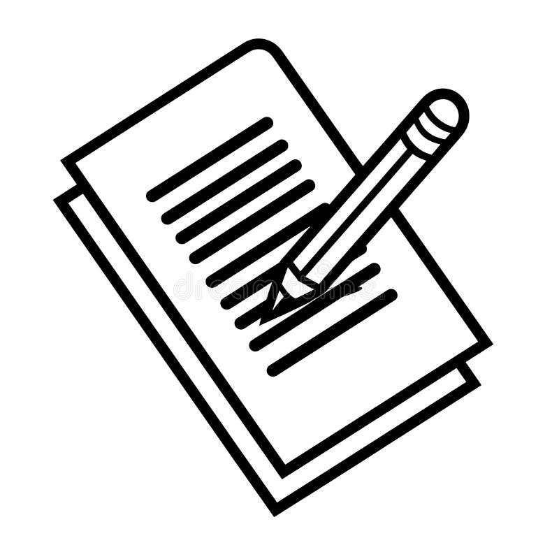 Simple Icon of Open Document with Writing and Pencil Stock Vector ...