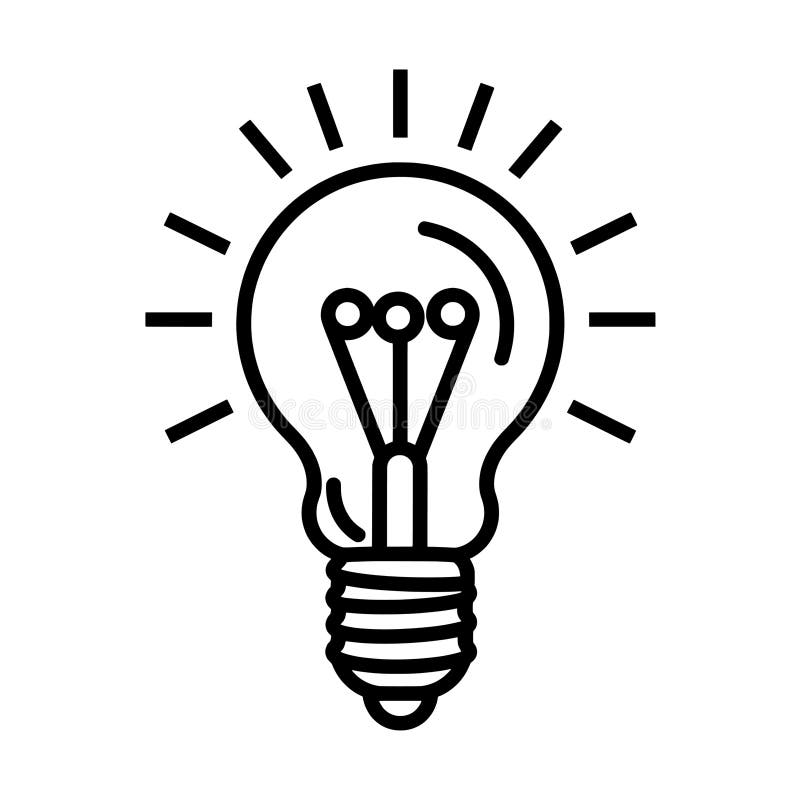 Simple Light Bulb Icon in Flat Design. Stock Vector - Illustration of ...