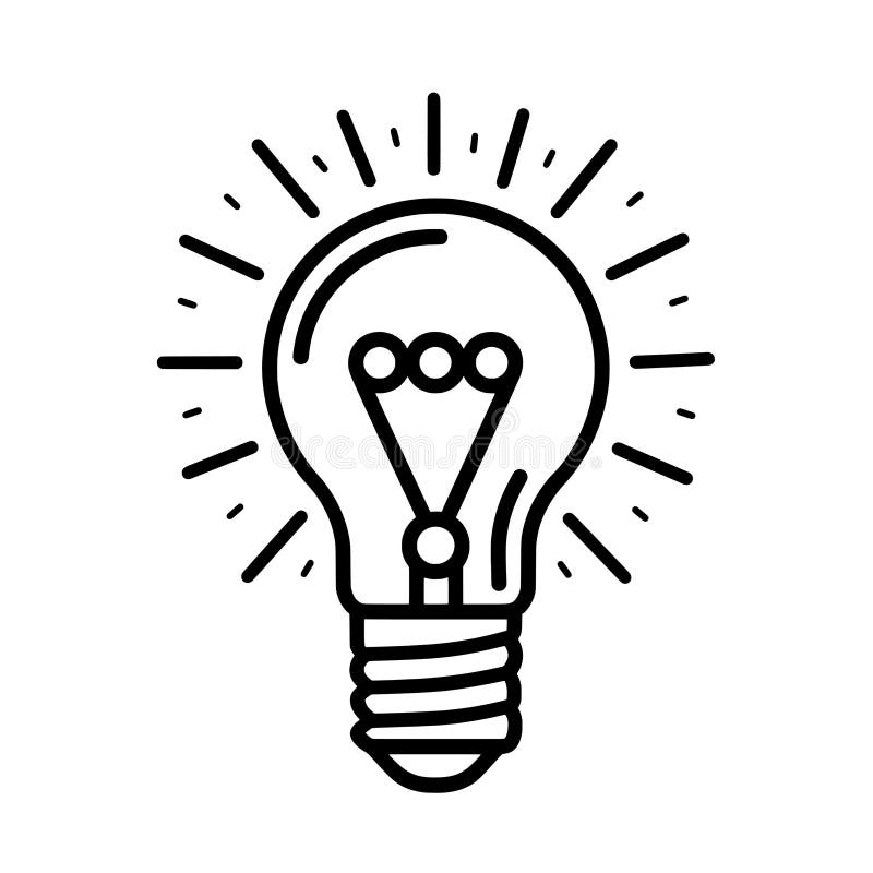 Simple Light Bulb Icon in Flat Design. Stock Illustration ...