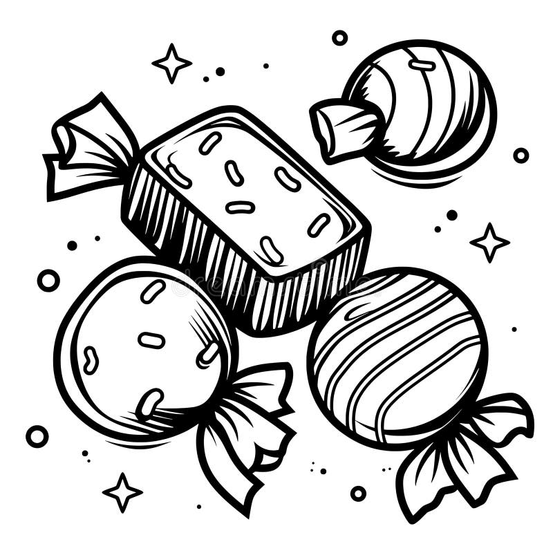 Elegant Featuring Simple Line Drawing of Candy Stock Vector ...